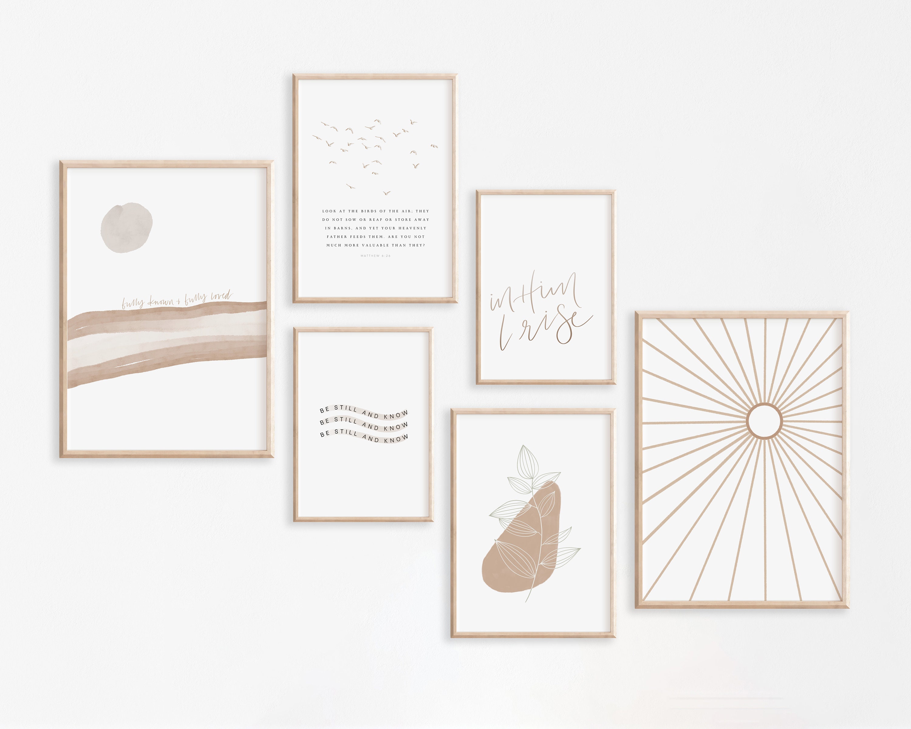 Bible Verse Art Print Set Neutral, Minimal Bible Verse Print Set Boho ...