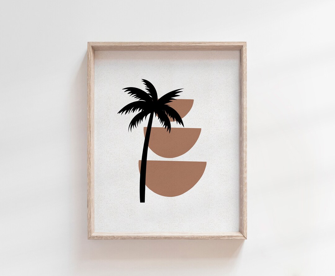 Abstract Boho Palm Print, Black Palm Tree Print, Boho Abstract Wall Art ...