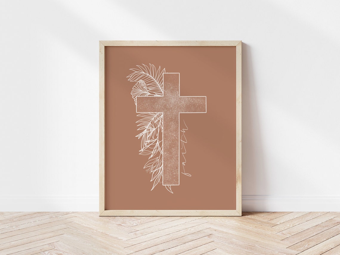Botanical Cross Print, Cross Print, Cross Botanical Printable, Faith ...