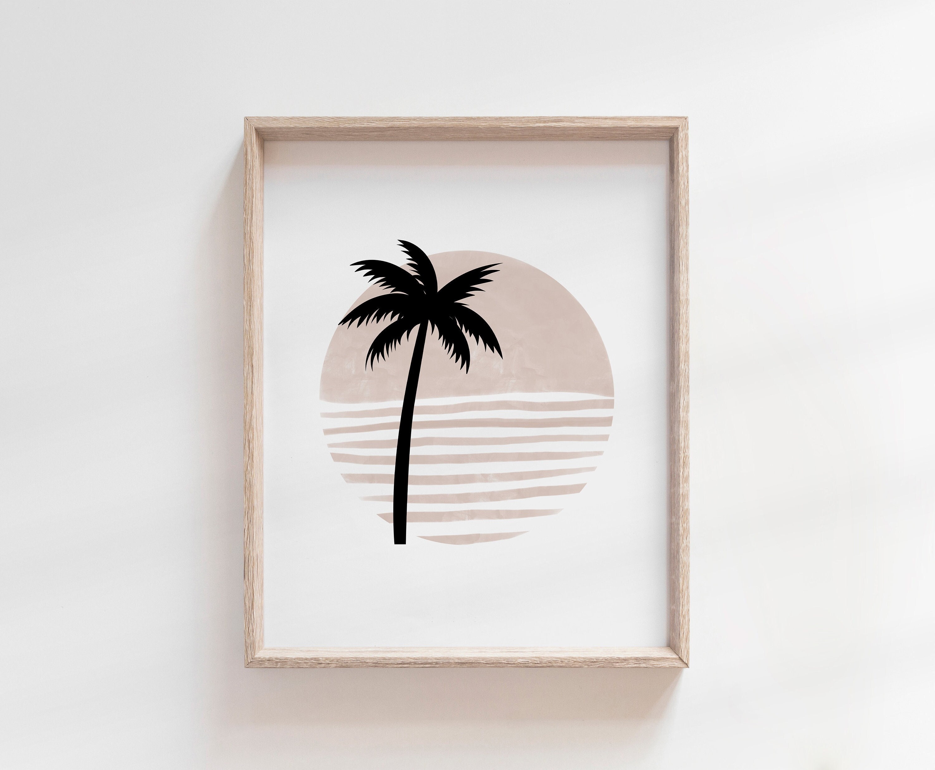 Boho Beach Palm Tree Prints, Boho Abstract Sun Print, Beach Bungalow ...