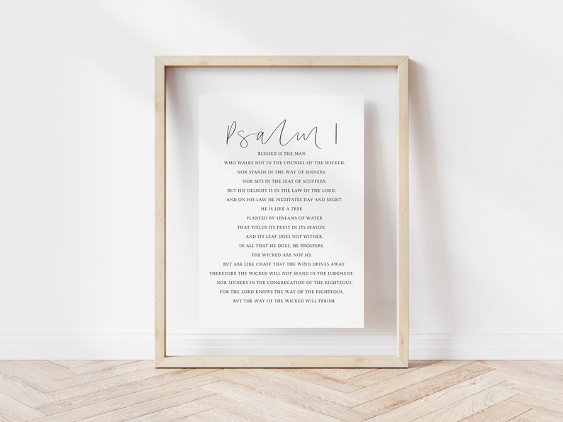 Psalm 1 Print, Psalm Poster, Christian Poster, Scripture Wall Art ...