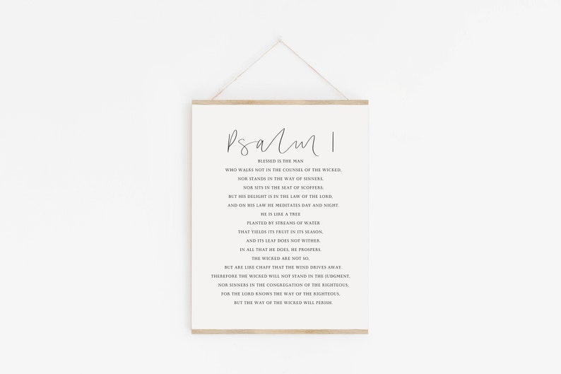 Psalm 1 Print, Psalm Poster, Christian Poster, Scripture Wall Art ...