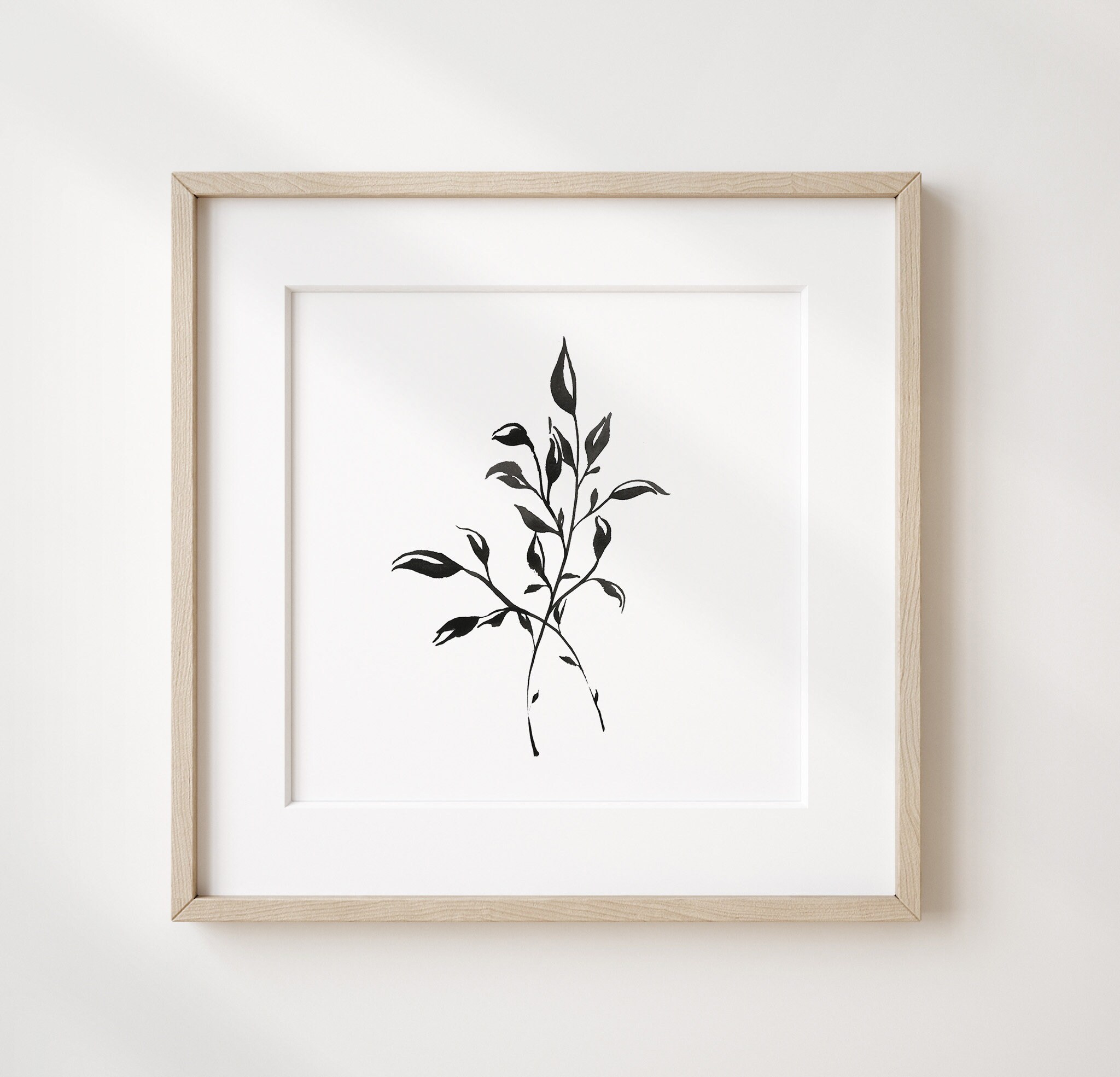 Botanical Prints Set of 3, Square Botanical Print Set, Black and White ...