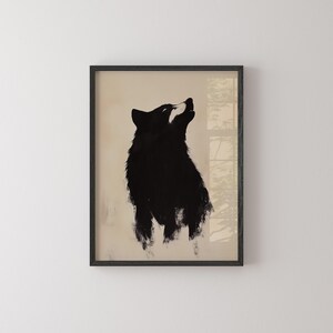 Howling Wolf Wall Art, Abstract Wolf Print, Black Wolf Art, Forest ...