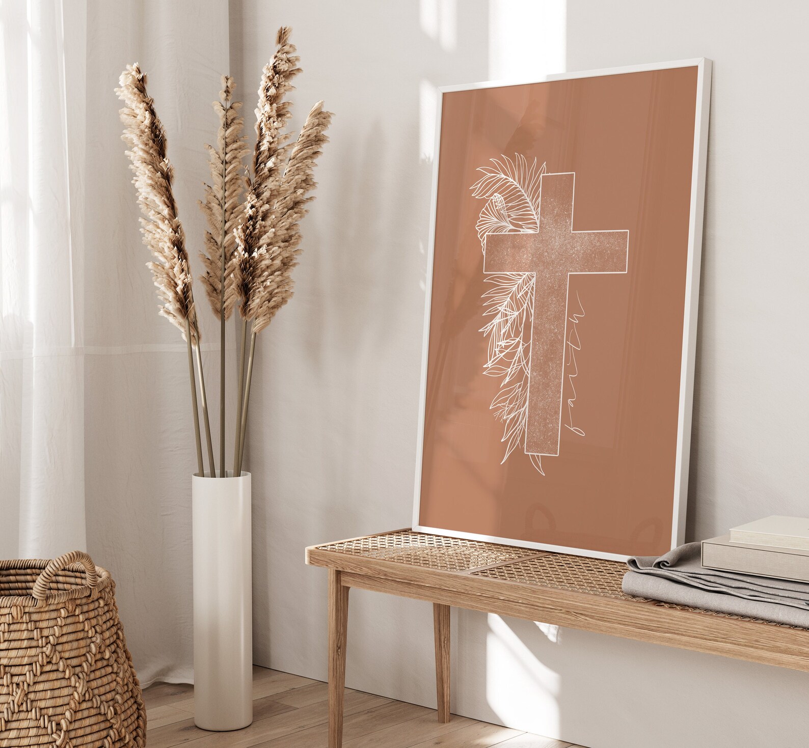 Botanical Cross Print, Cross Print, Cross Botanical Printable, Faith ...