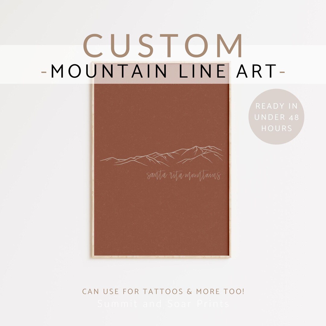 Rust Custom Mountain Line Art, Mountain Gallery Wall Art, Mountain ...