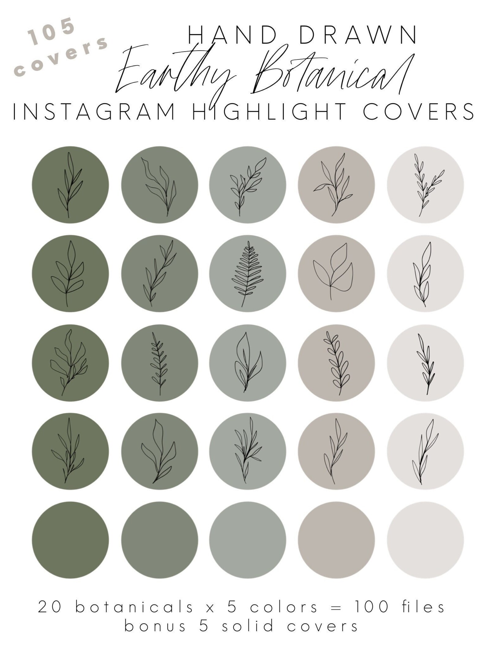 Botanical Instagram Highlight Covers, Green Instagram Highlight Covers ...