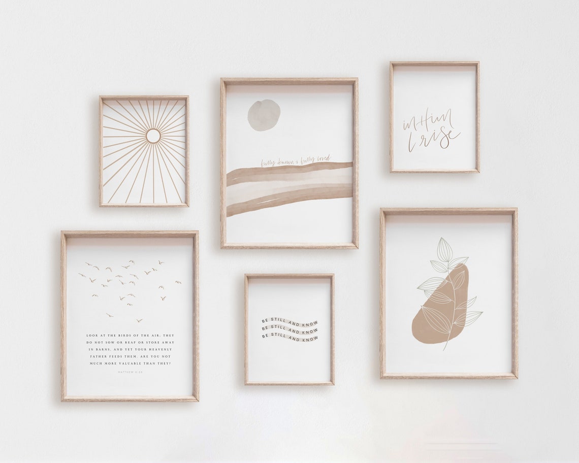 Bible Verse Art Print Set Neutral, Minimal Bible Verse Print Set Boho ...