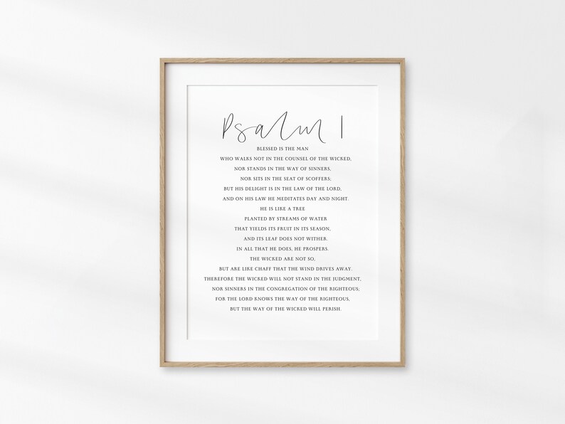 Psalm 1 Print, Psalm Poster, Christian Poster, Scripture Wall Art ...