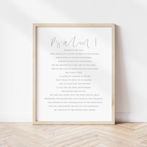 Psalm 1 Print, Psalm Poster, Christian Poster, Scripture Wall Art ...