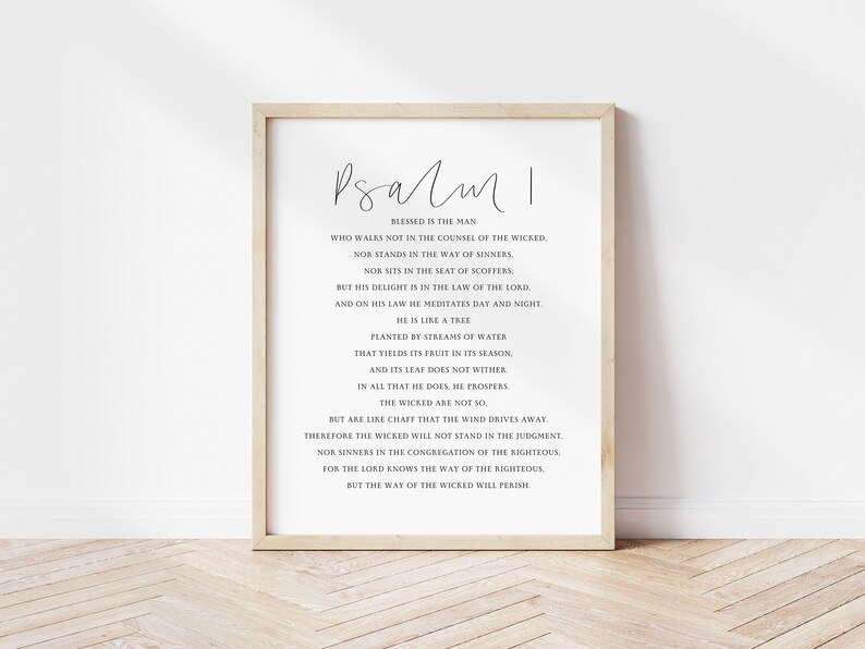 Psalm 1 Print, Psalm Poster, Christian Poster, Scripture Wall Art ...