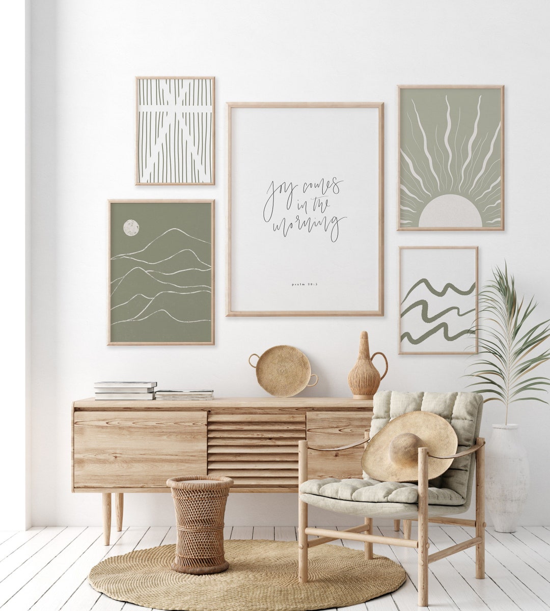 Bible Verse Art Prints Set of 5, Sage Green Print Set Digital, Bible ...