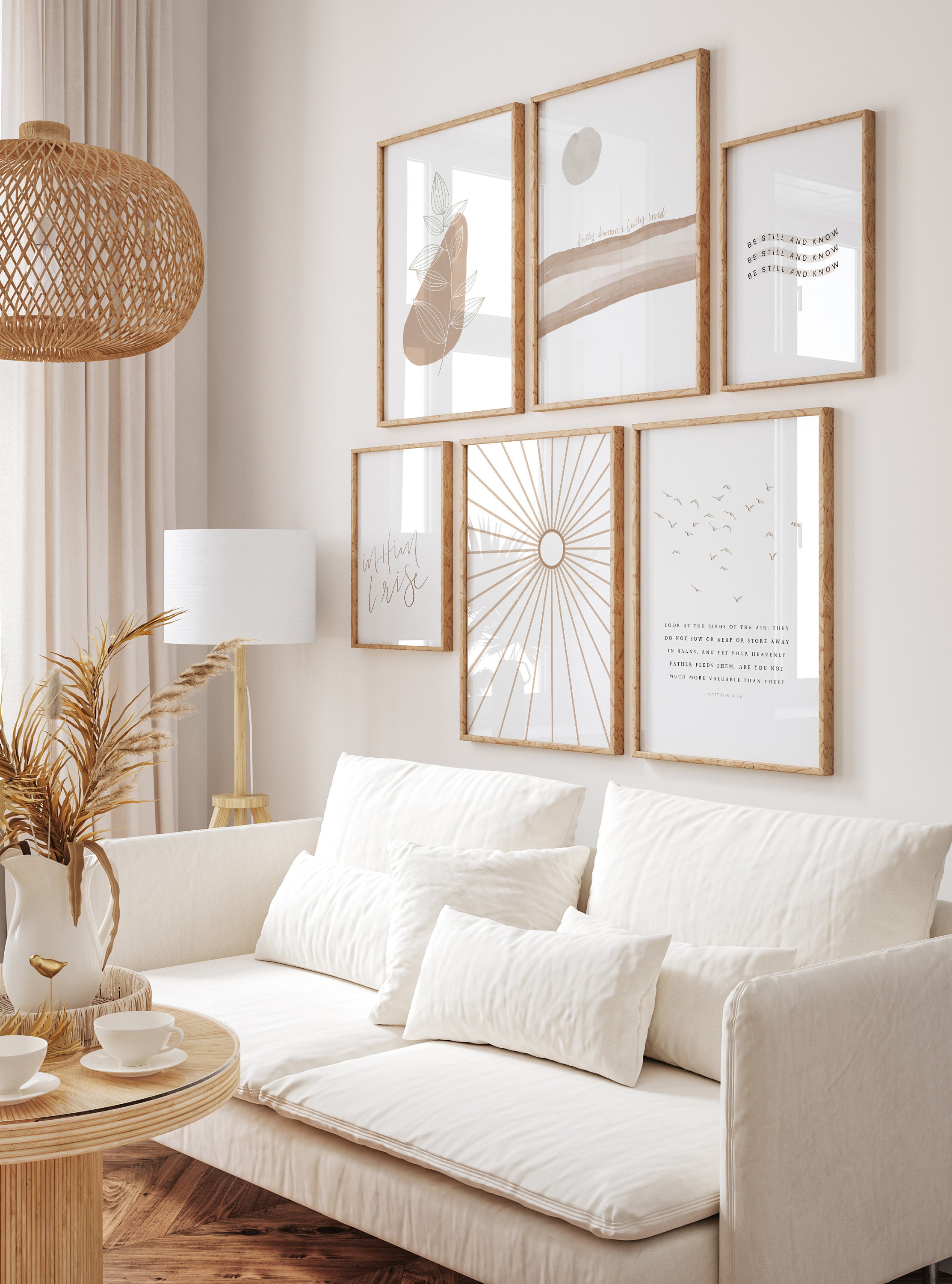 Bible Verse Art Print Set Neutral, Minimal Bible Verse Print Set Boho ...