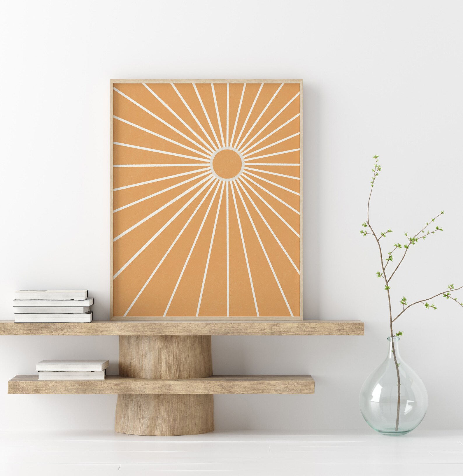 Yellow Sun Print, Abstract Sun Wall Art, Mid Century Modern Wall Art ...