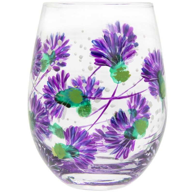 Stemless Gin Glass 500ml Hand Painted Copa Thistle Flowers - Etsy