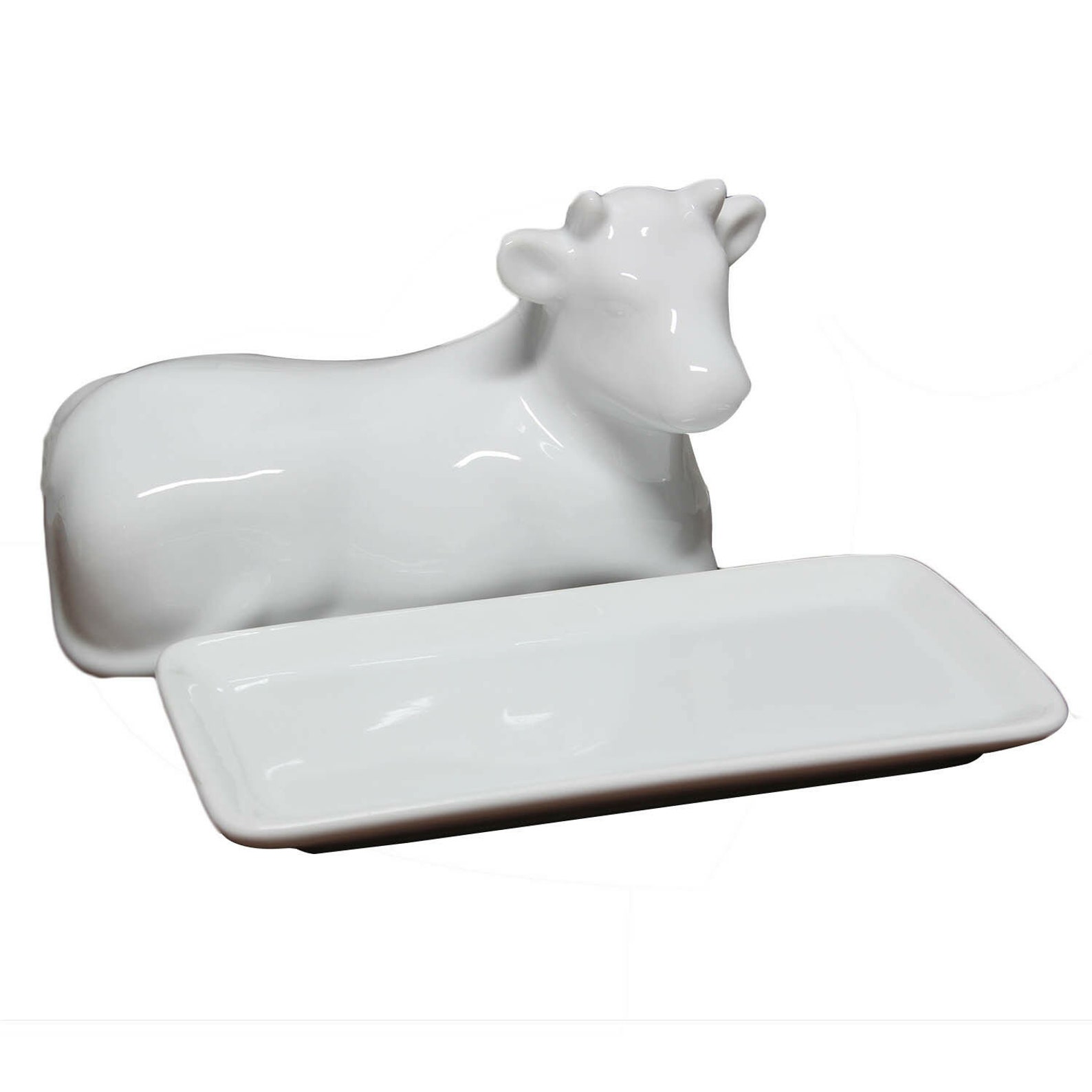 Traditional Porcelain Cow Belly Shape Covered Butter Dish W 18 X D 10 X ...