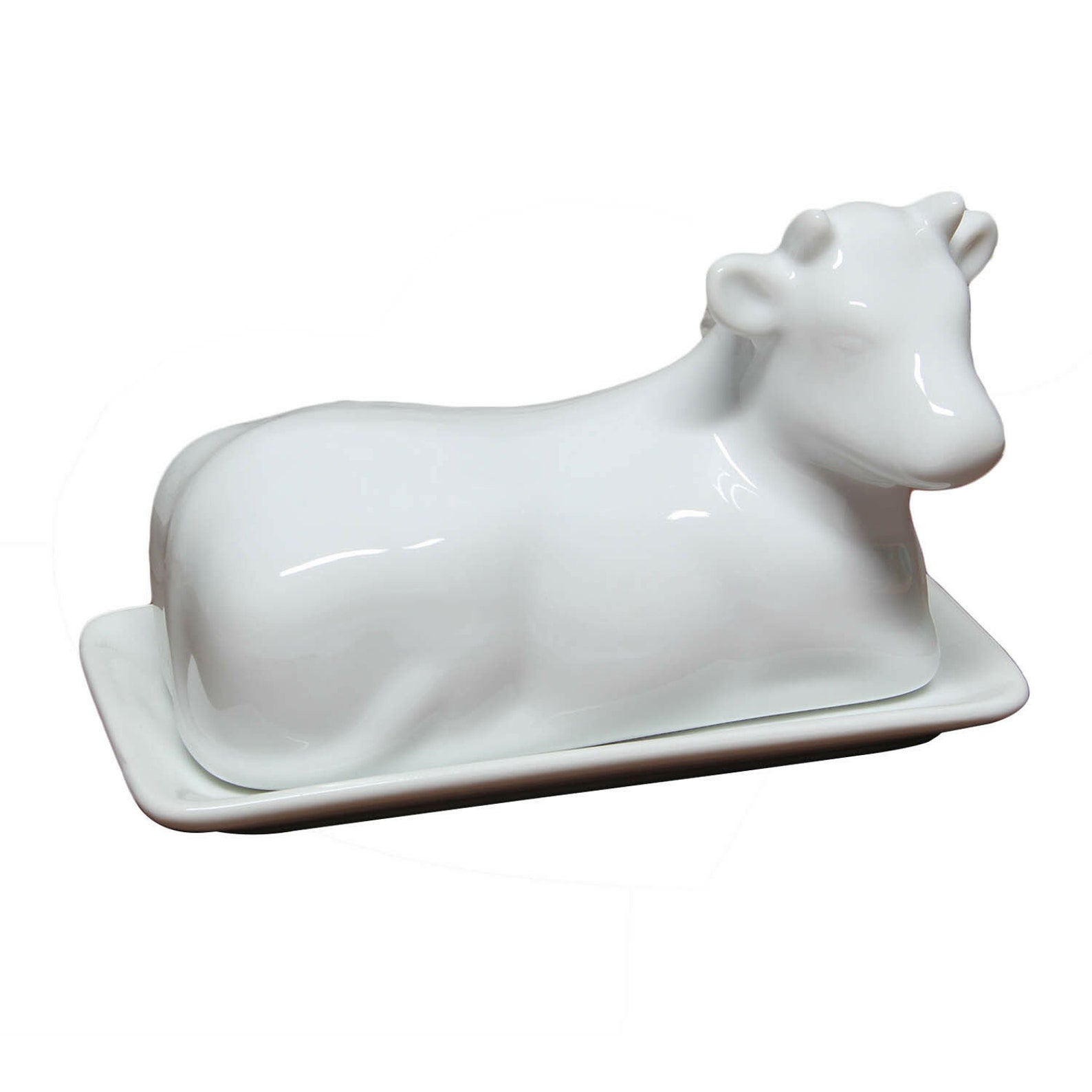 Traditional Porcelain Cow Belly Shape Covered Butter Dish W 18 X D 10 X ...