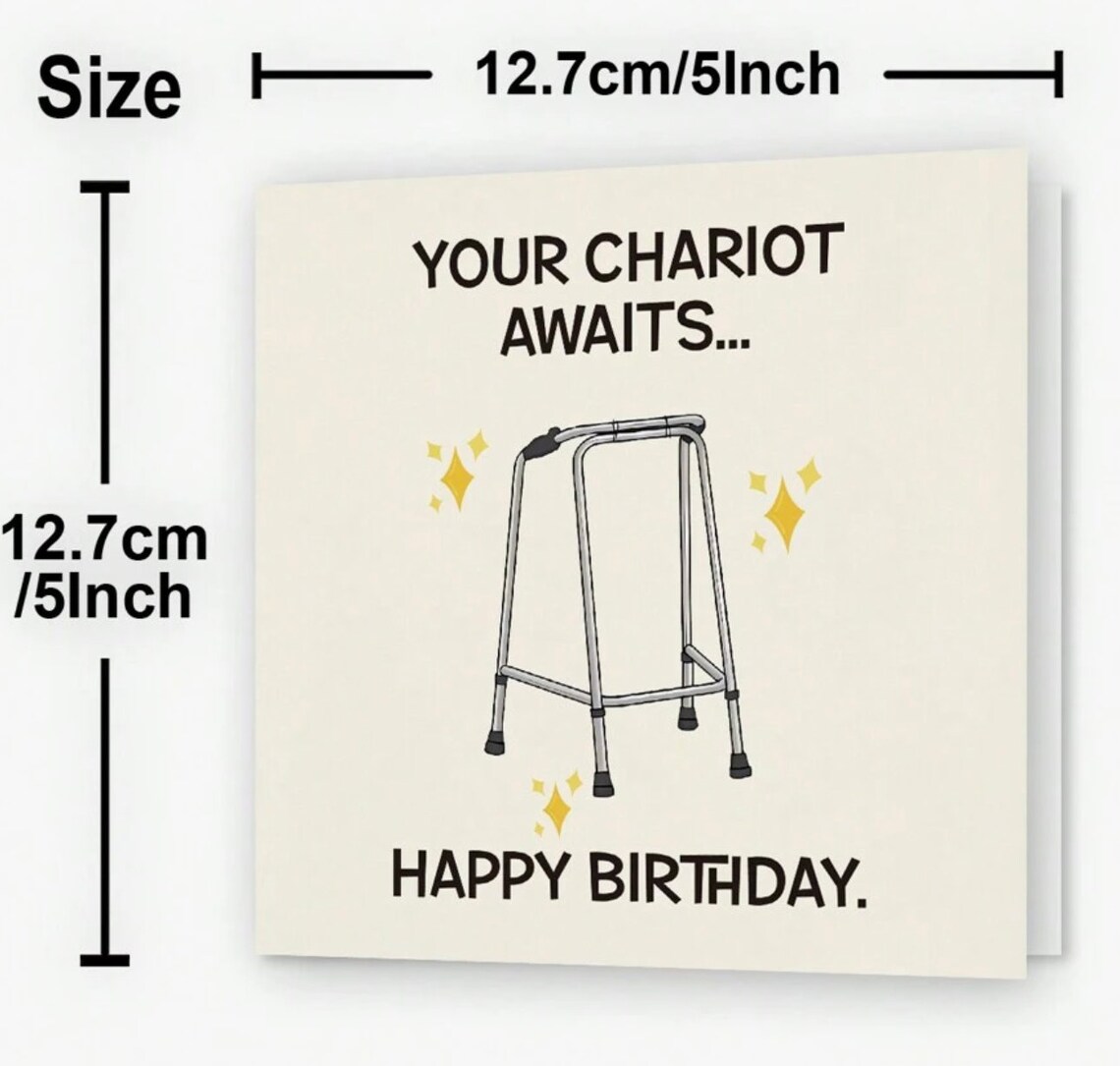 Old Birthday Walker Funny Birthday Card Greeting Card Blank - Etsy
