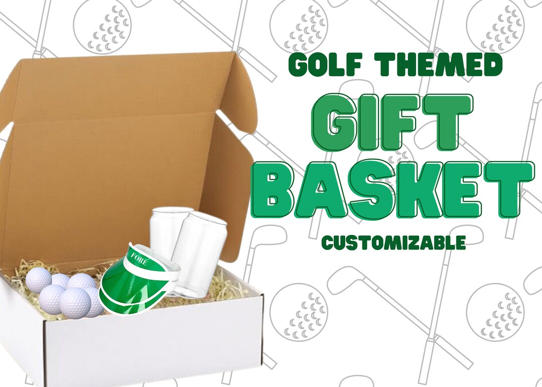 CUSTOM: Golf Themed Gift Basket | 2 Party Visors | 2 Golf Themed Cups ...