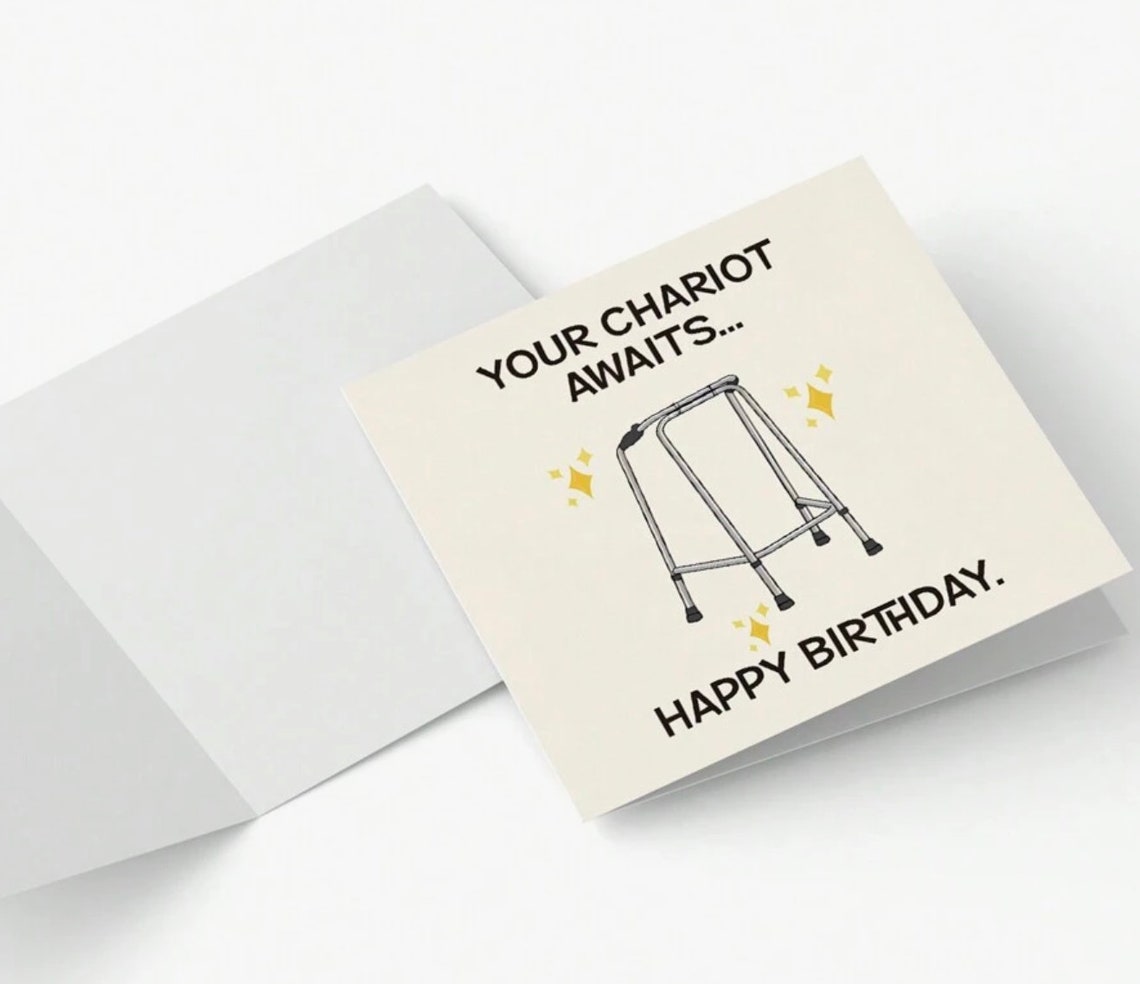 Old Birthday Walker Funny Birthday Card Greeting Card Blank - Etsy