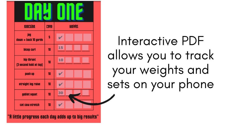 Interactive Workout Plan and Tracker Journal, Digital Workout Plan ...