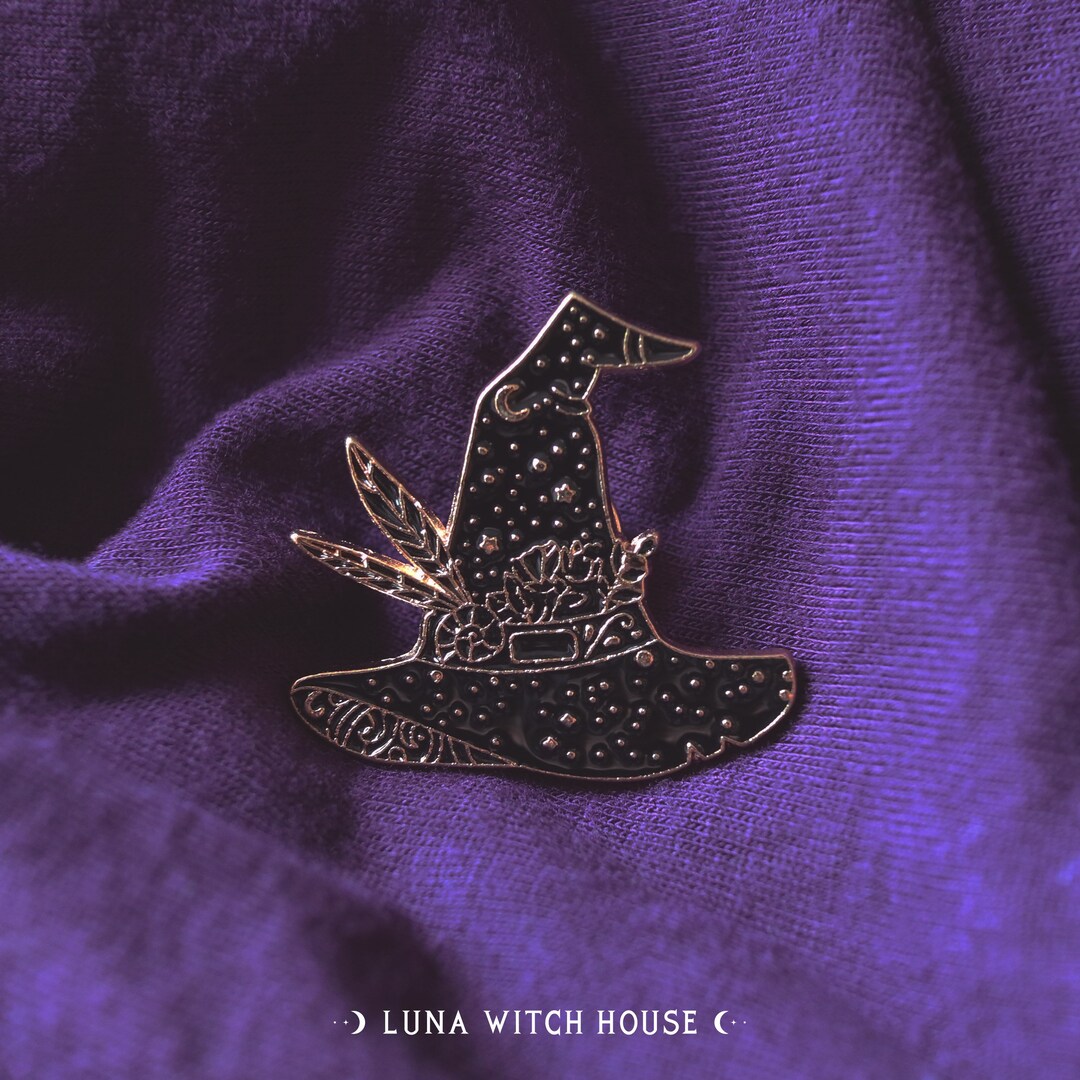 Black Starry Witch Hat Enamel Pin - Witchy Accessory - Etsy