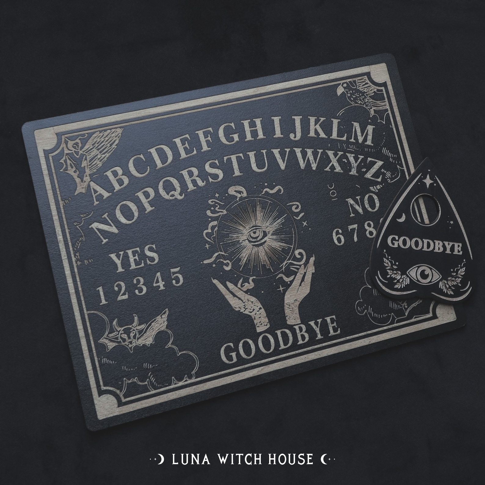 Black Ouija Board Ouija Board and Planchette Spirit Board - Etsy UK