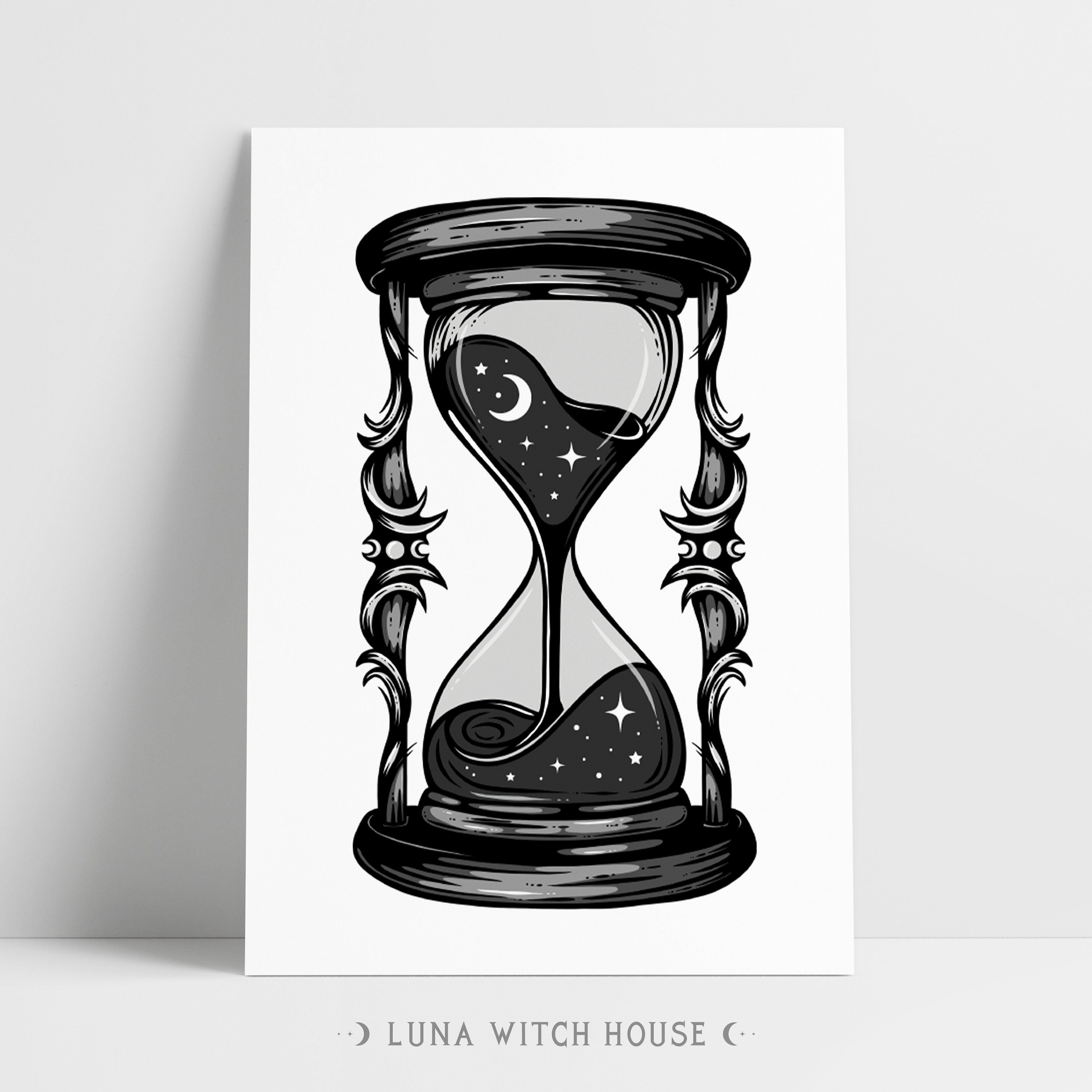 Starry Night Hourglass Print || Gothic Home Art Print, Gothic Print ...