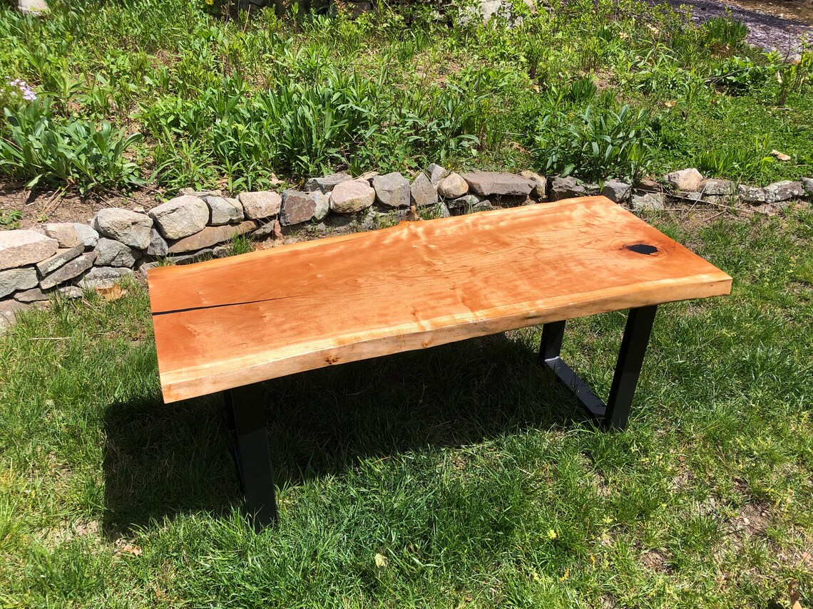 Custom Live Edge Cherry Bench - Etsy