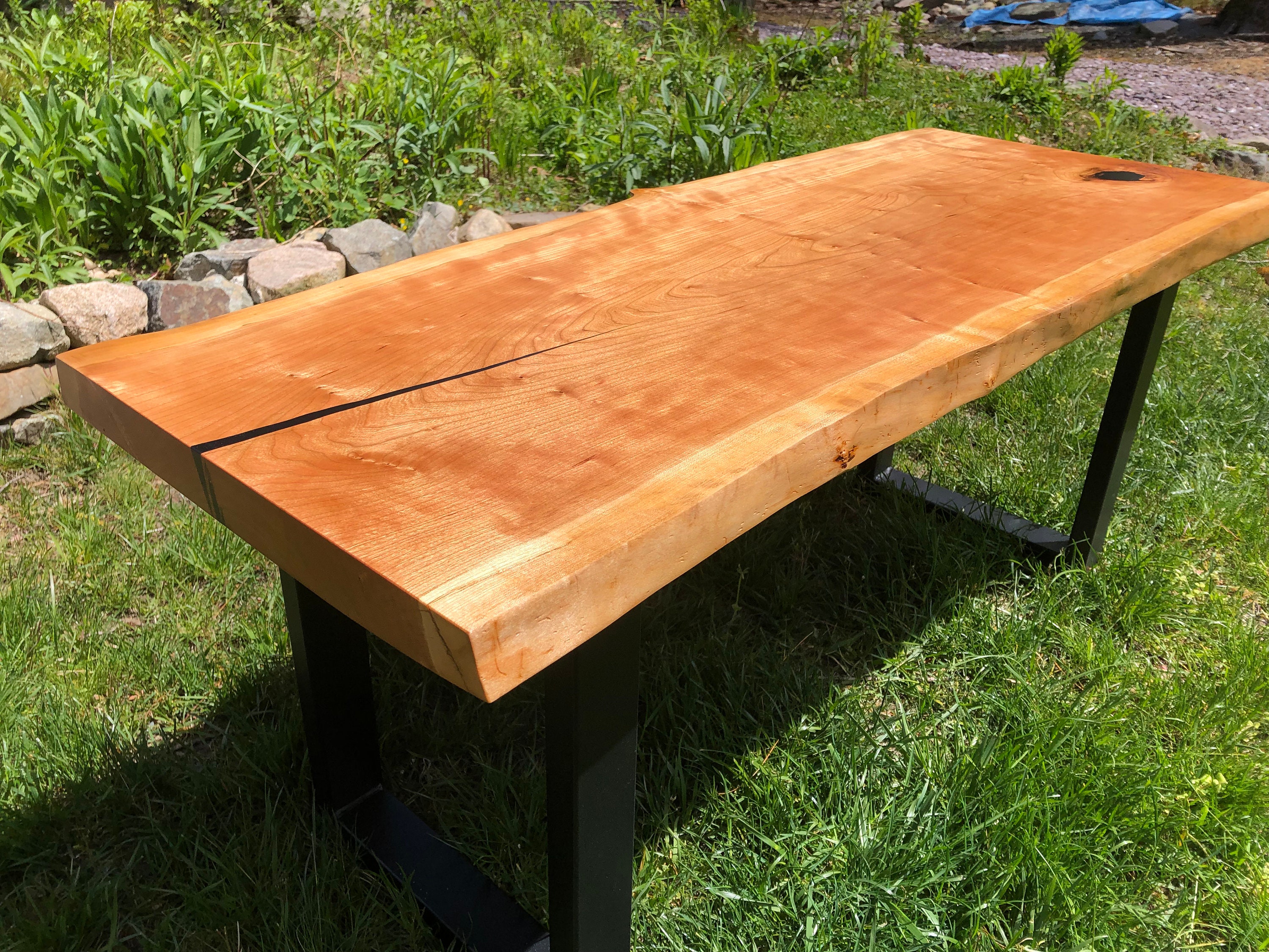 Custom Live Edge Cherry Bench - Etsy