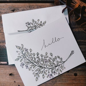 Hello Greeting Card Set, Hand-drawn 4x6 With Blank Inside Thoughtful ...