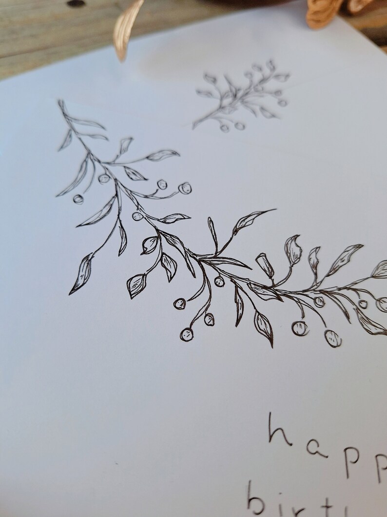 Flower Birthday Card, Hand-drawn, 4x6", Personalizable, Custom, Floral ...