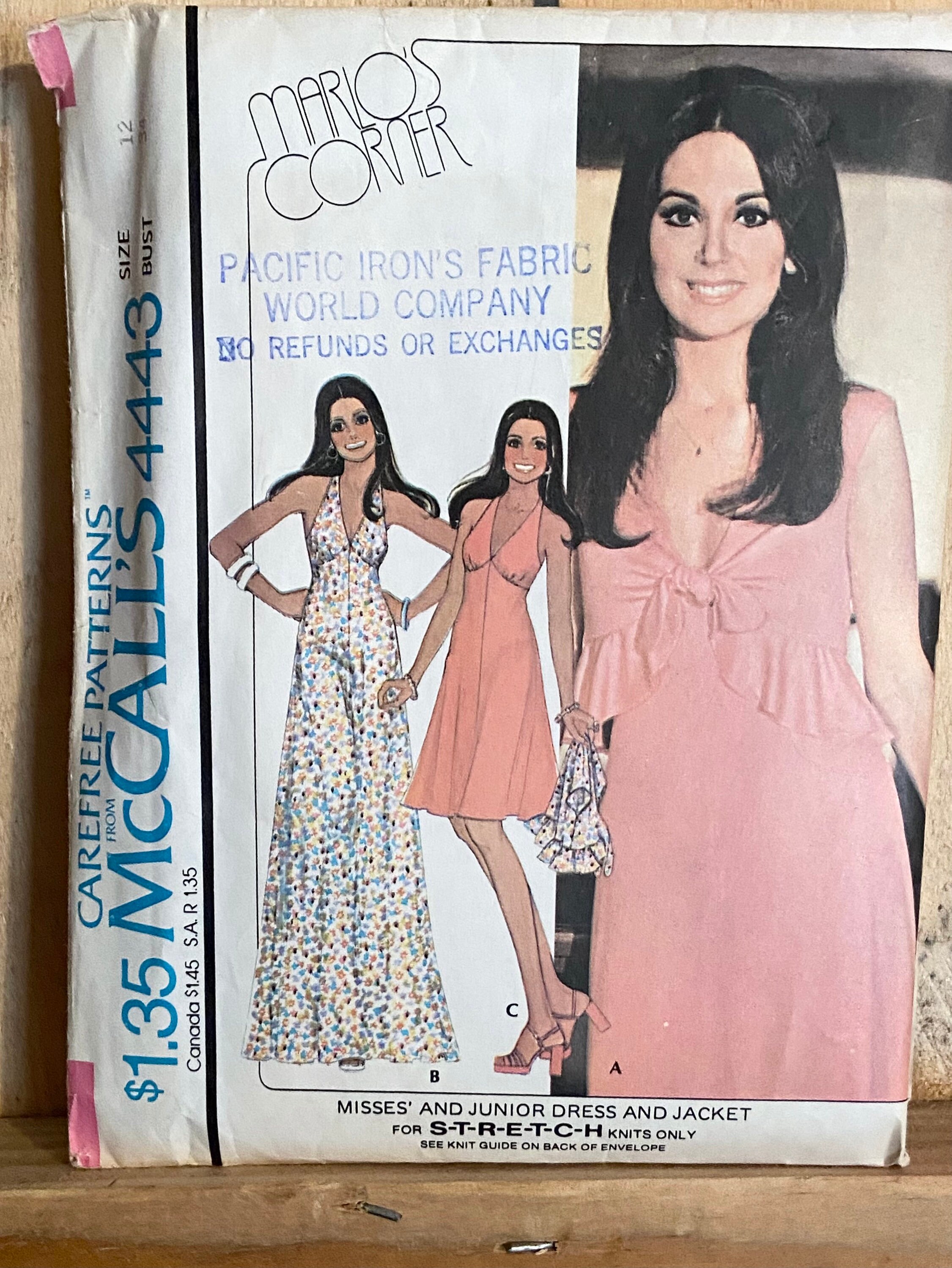 1975 Mccall's 4443 Sewing Pattern Marlo's Corner Marlo Thomas Sundress ...
