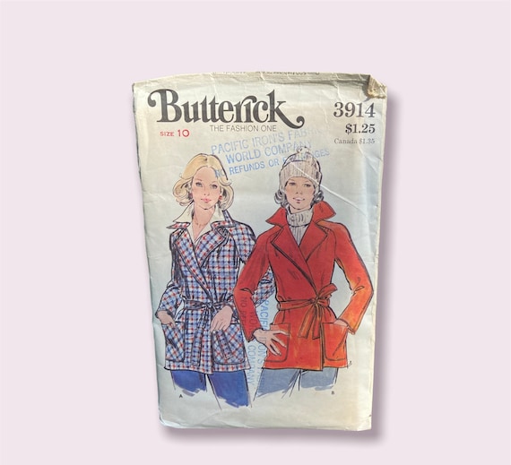 1970's Butterick Sewing Pattern 3914 Wrapped Jacket Raglan - Etsy
