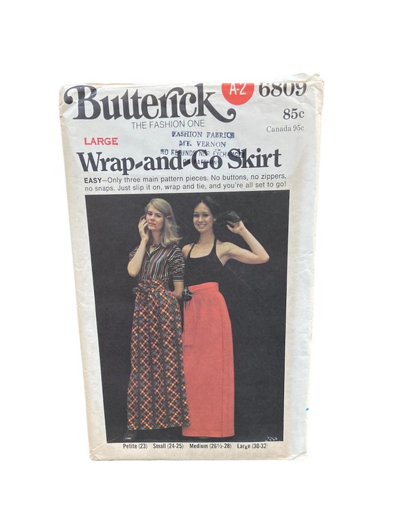 Sewing Vintage 70s Butterick 6809 Wrap and Go Maxi Skirt Sewing Pattern ...