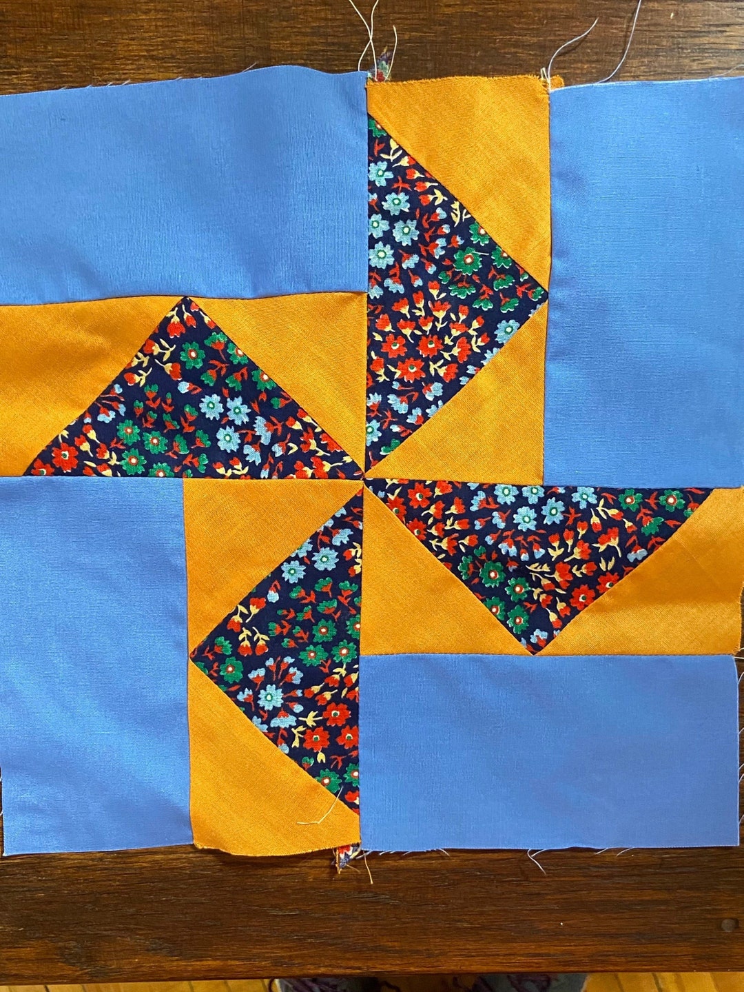 Square Quilt Block, Unfinished 10 1/2 Quilt Square, Calico & Solid ...