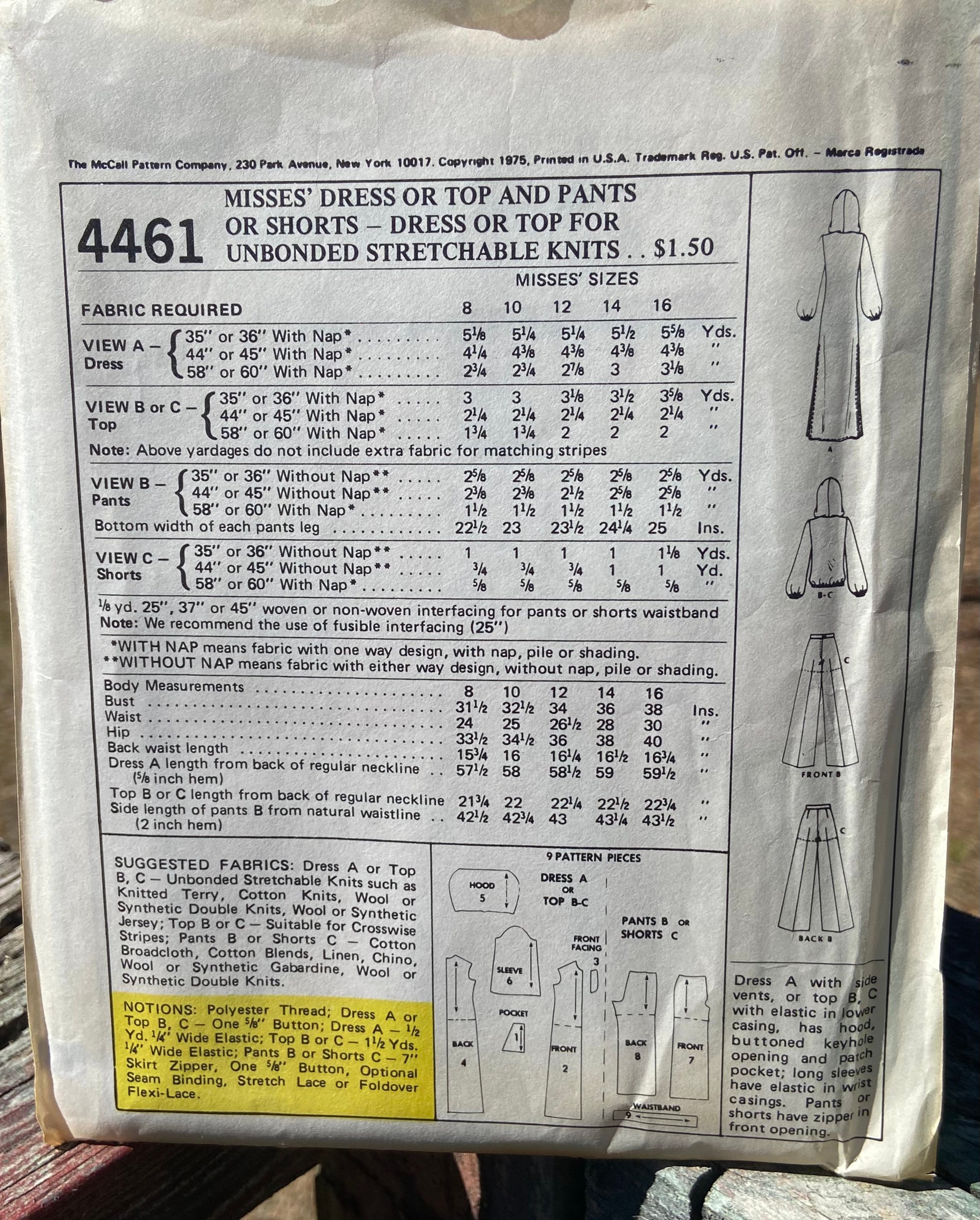 1975 Mccall's 4461 Sewing Pattern Sz 12 Marlo's Corner Marlo Thomas ...