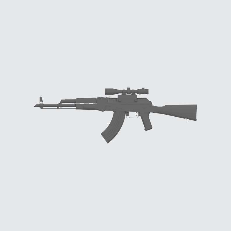 AK 47 3D Stl File Iconic AK 47 Scoped Gun Stl Custom Gun 3d Stl File 3D ...