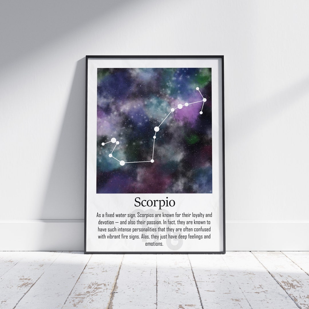 Scorpio Star Sign Print, Zodiac Wall Art, Zodiac Girls Bedroom Decor ...