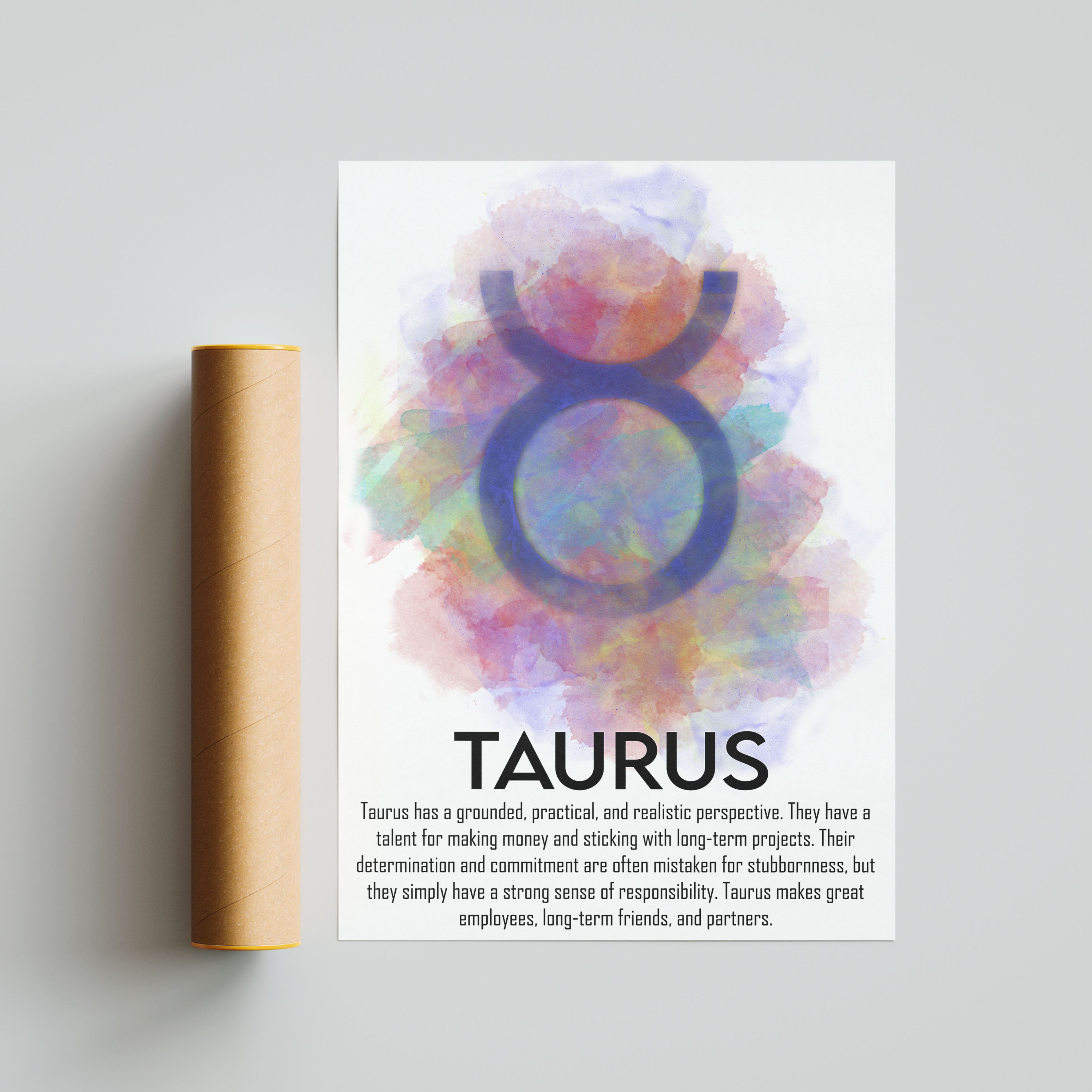 Taurus Water Colour Zodiac Sign Print, Star Sign Gift, Astrology Print ...