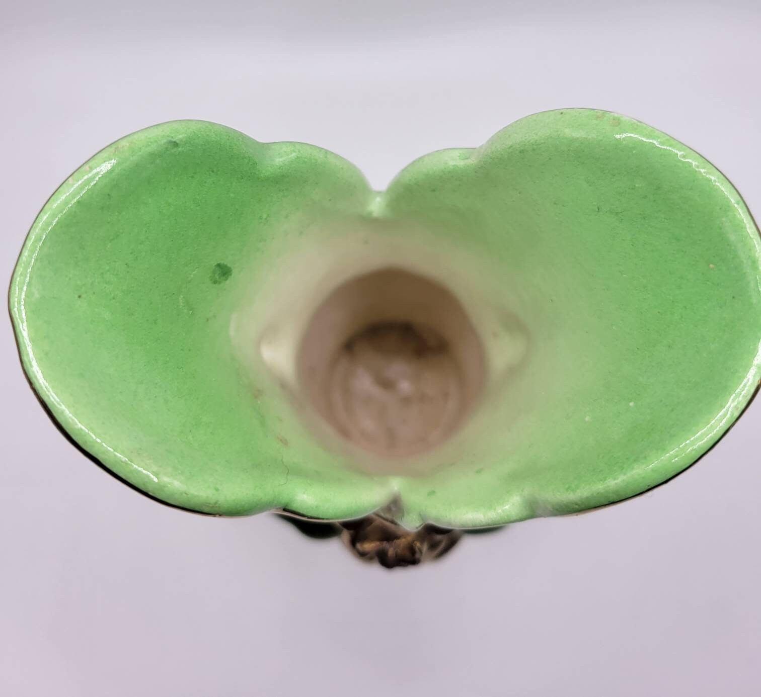 Vintage Green Vase With Raised Gold Floral Design - Etsy