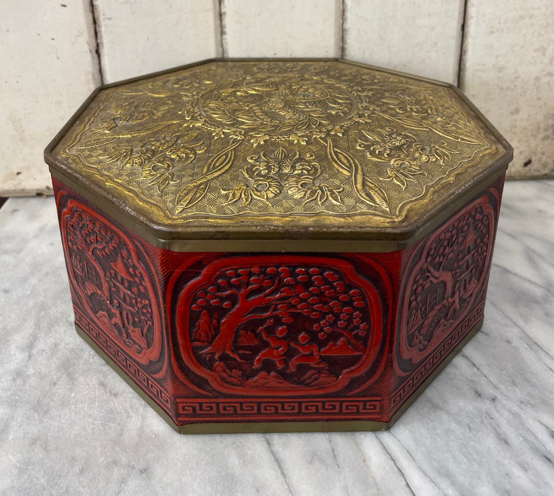 Vintage Embossed Tin Made by Guildcraft NY/ Storage Tin/ Vintage Home ...