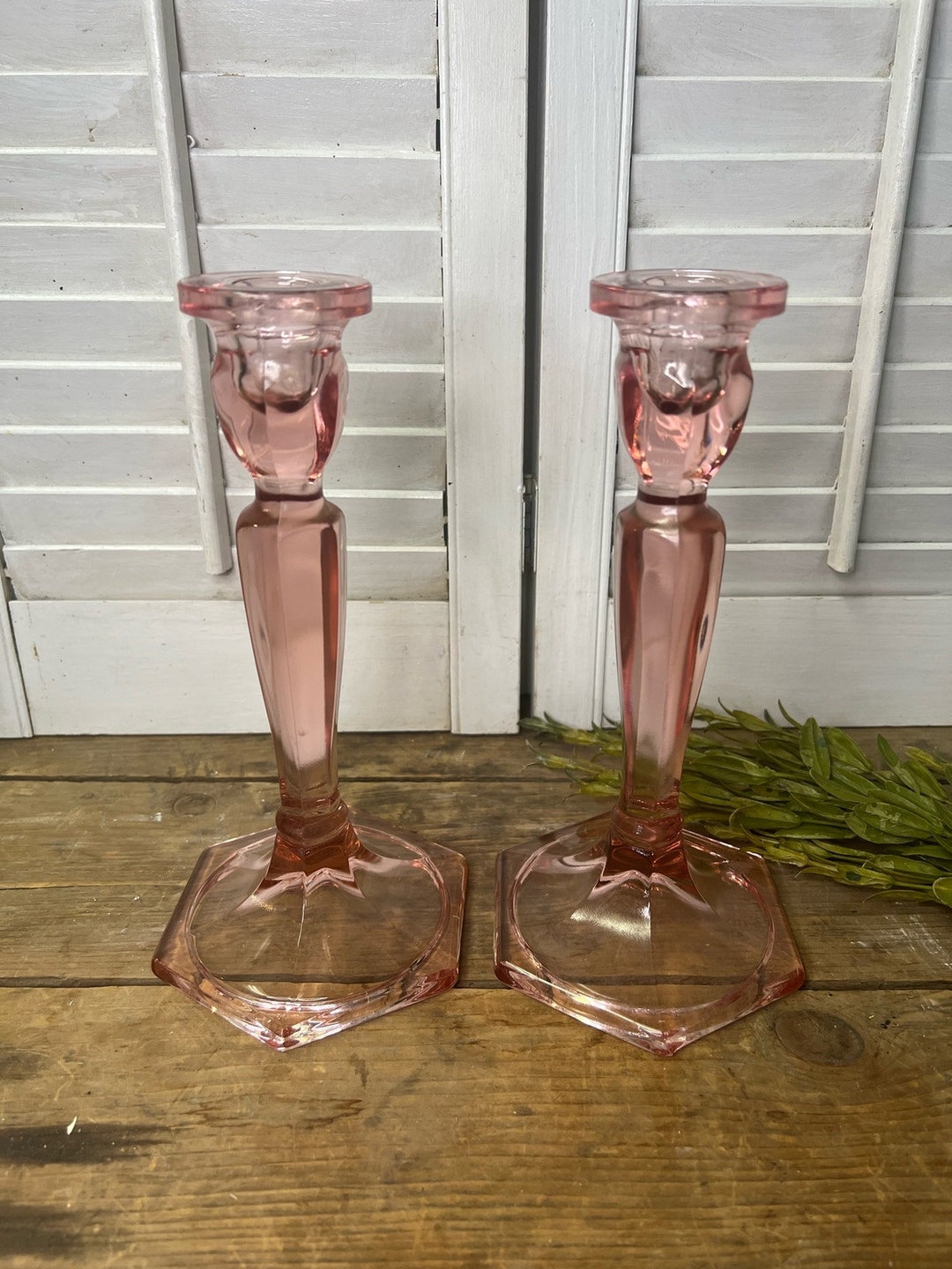 Vintage Fenton Dusty Rose Glass Candlesticks - Etsy