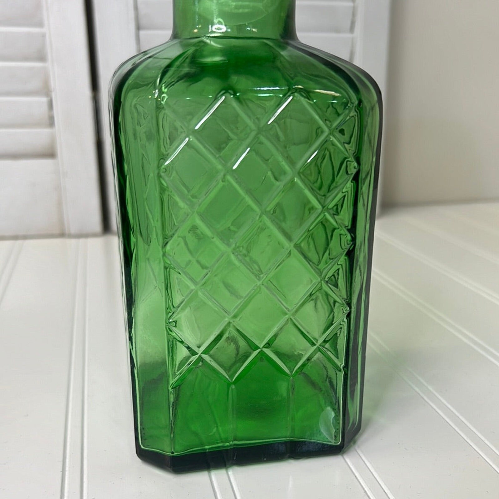 Vintage Green Glass Decanter - Etsy