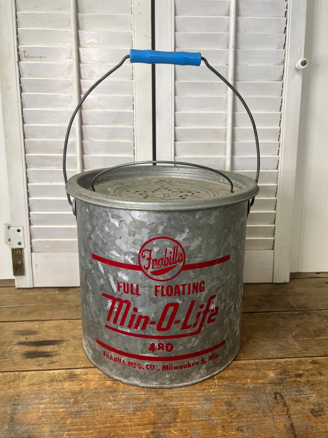 Vintage Frabills Full Floating MIN-O-LIFE Minnow Fish Bait Bucket Pail ...