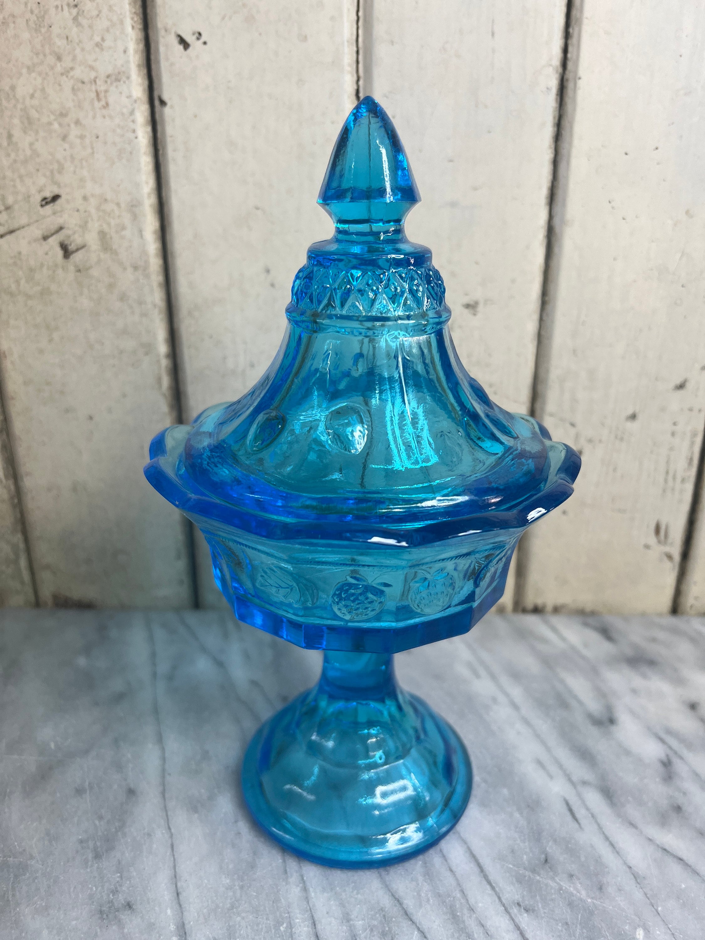 Vintage Tiara Glass Blue Glass Footed Candy Dish With - Etsy
