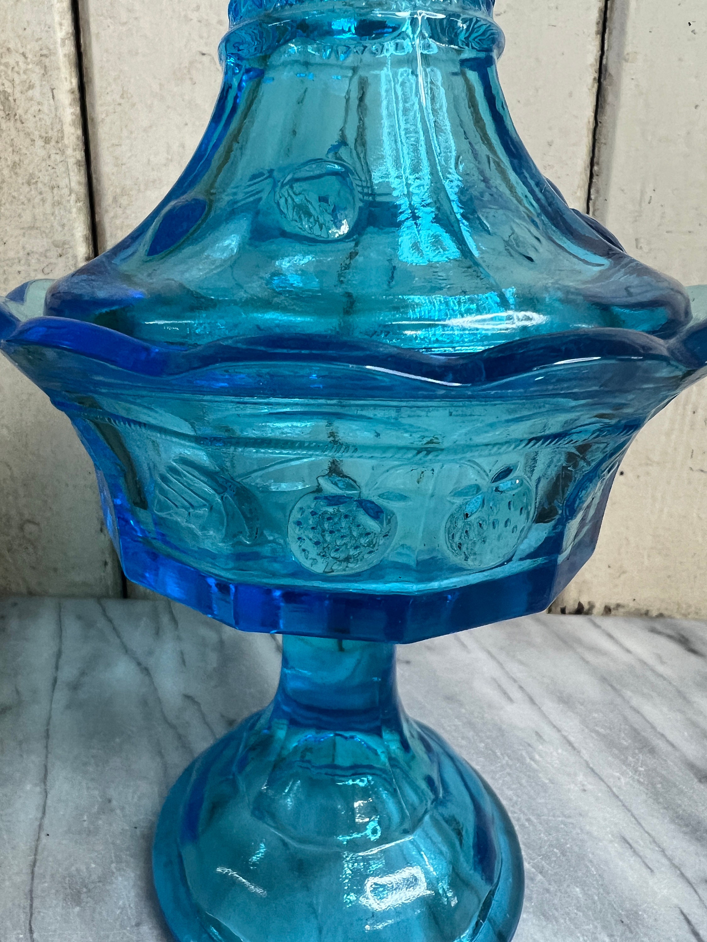 Vintage Tiara Glass Blue Glass Footed Candy Dish With - Etsy