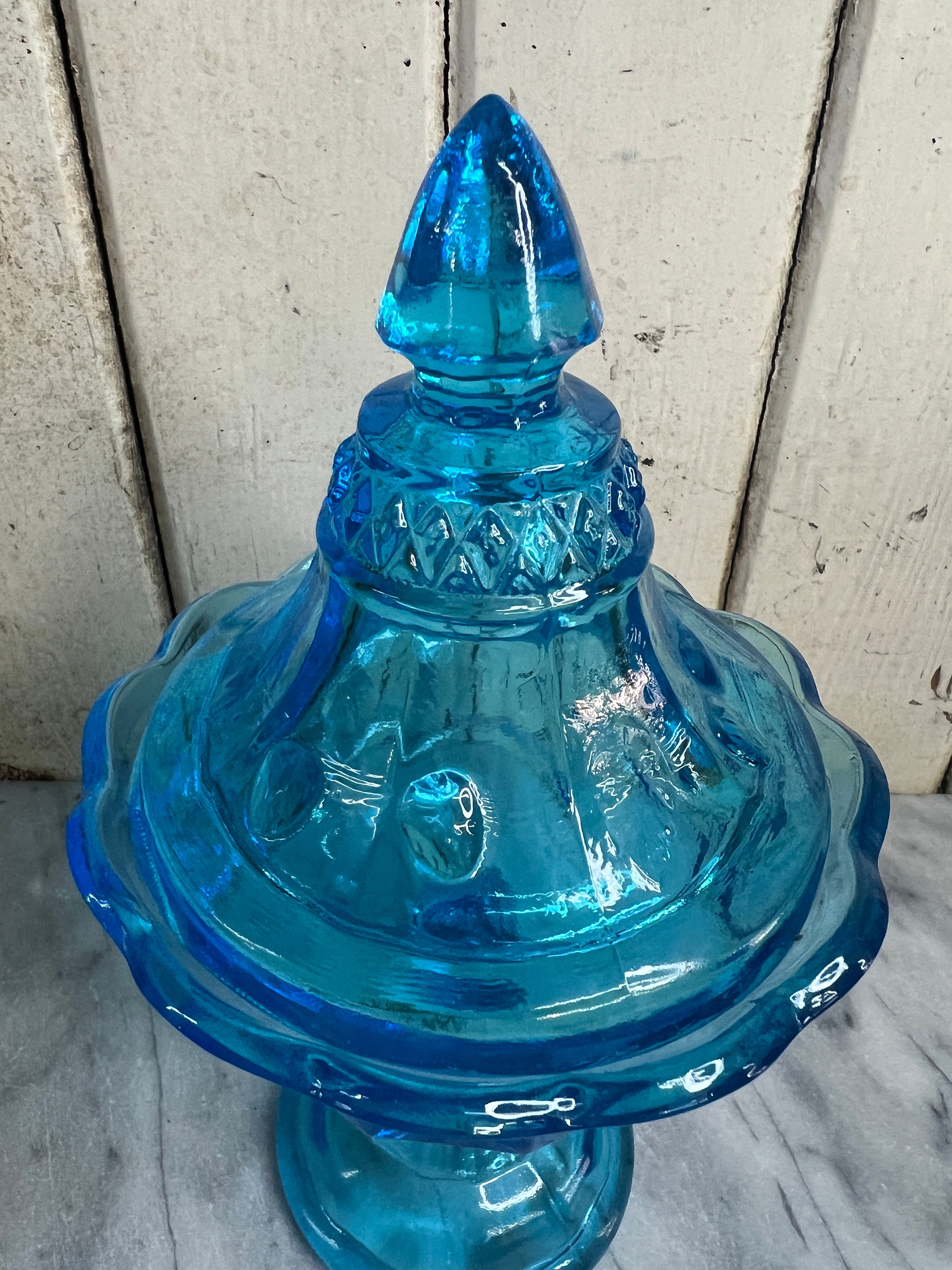 Vintage Tiara Glass Blue Glass Footed Candy Dish With - Etsy