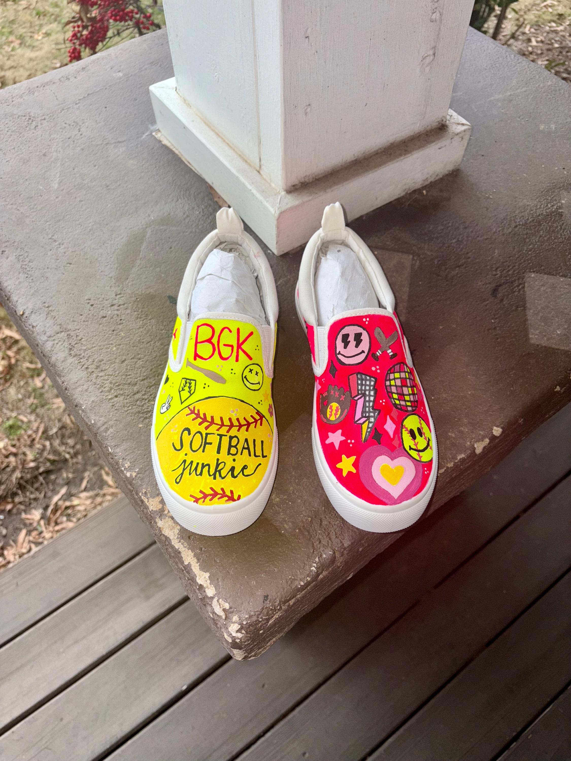 Softball Painted Shoes - Etsy