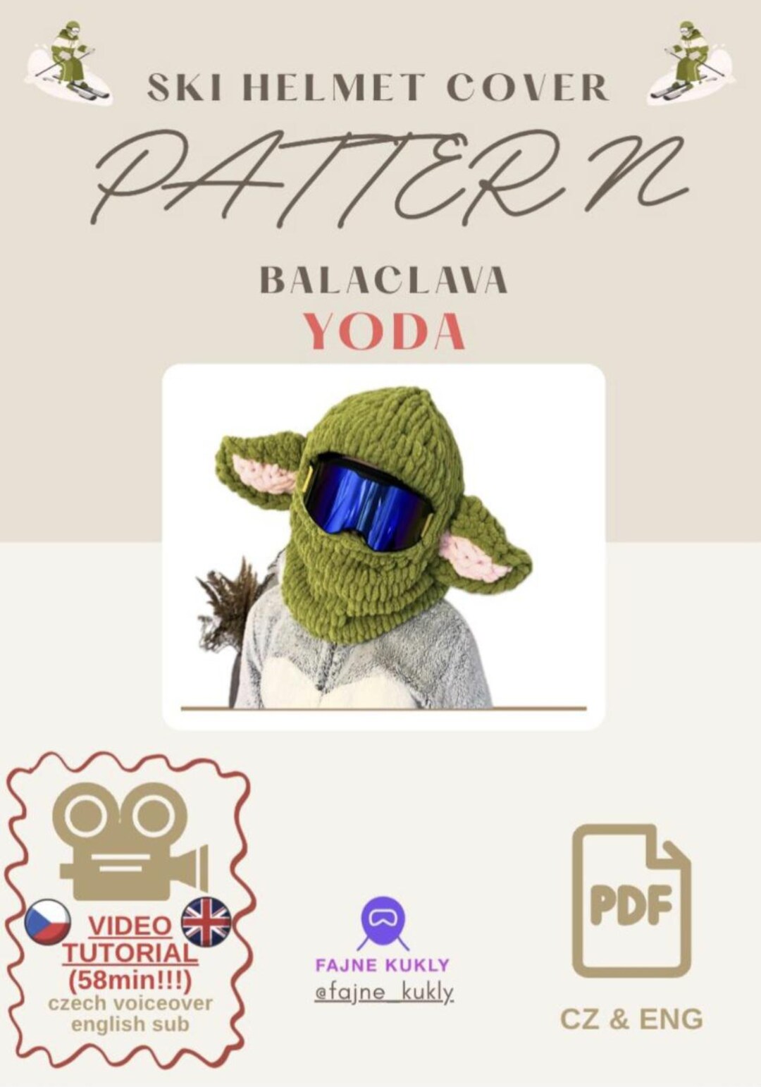 Balaclava Knitting Pattern PDF (CZ,ENG) + Video | Easy Finger Knitting ...